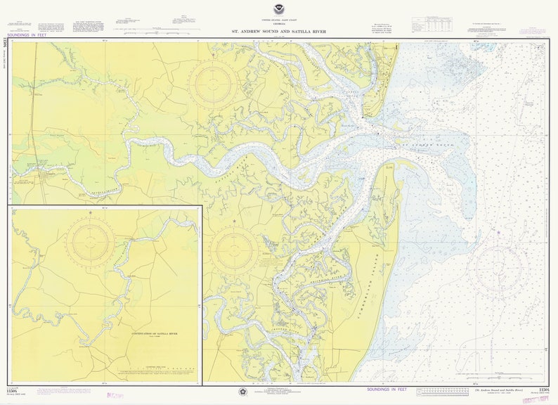 St. Andrew Sound and Satilla River Map 1976 Nautical Chart - Etsy