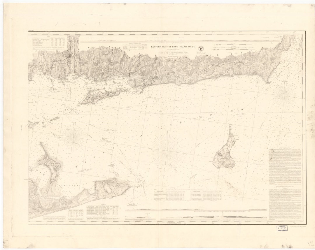 Montauk to Block Insel Karte 1855 - Seekarte Druck - Etsy.de