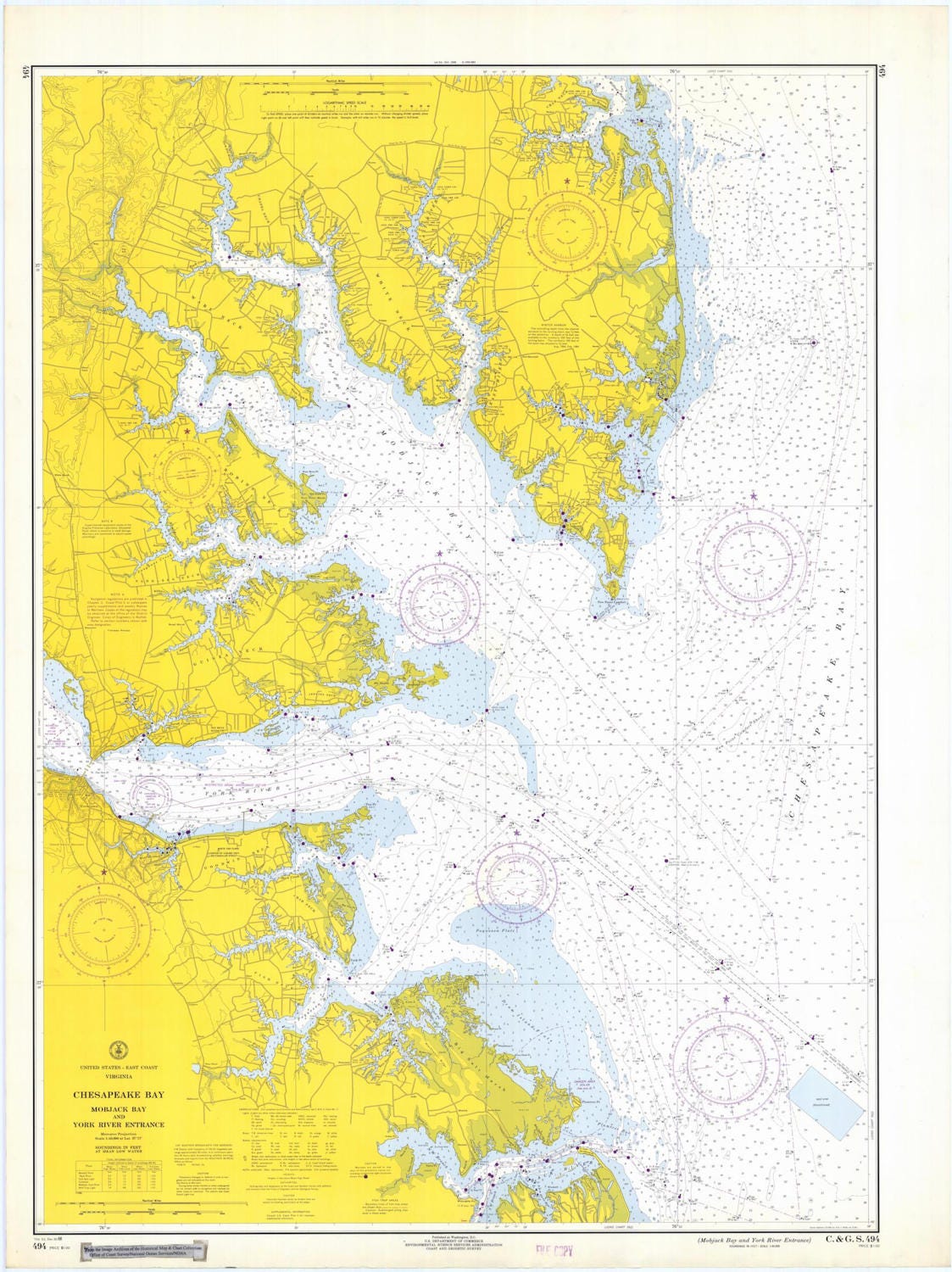 Mobjack Bay Map 1968 - Nautical Chart Print - Etsy