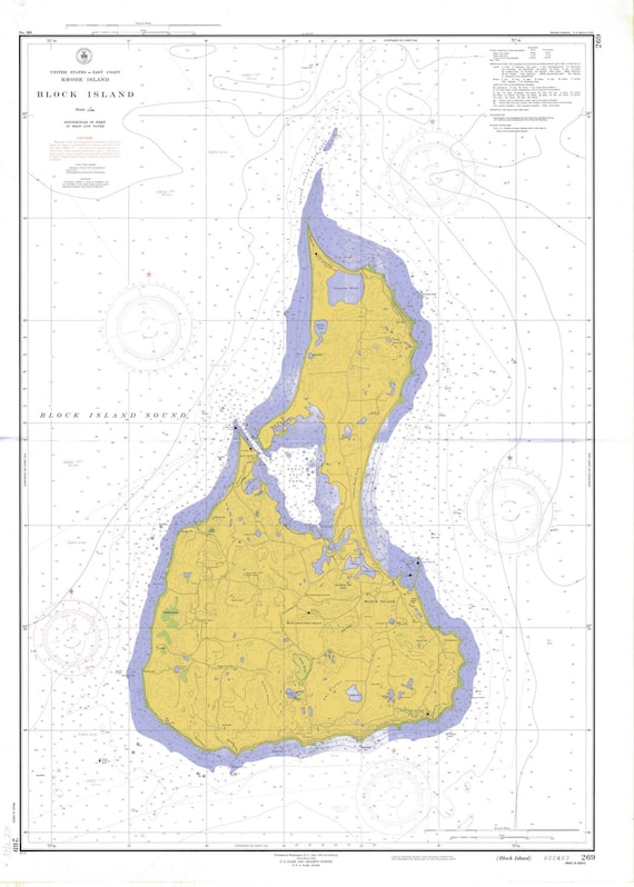 Block Island Map 1952 Nautical Chart Print - Etsy