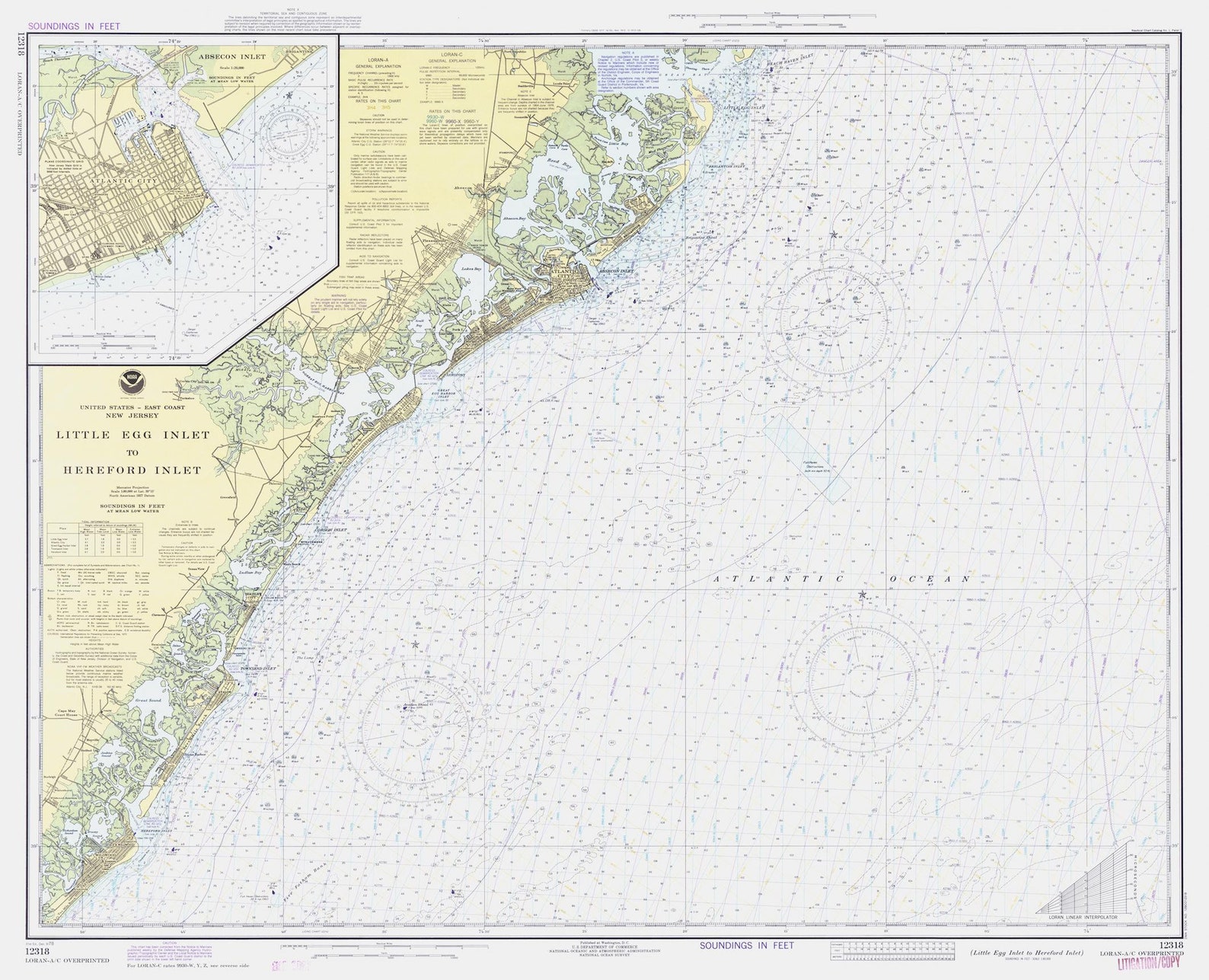 Little Egg Inlet to Hereford Inlet Map - 1978 - Nautical Chart Print - Etsy