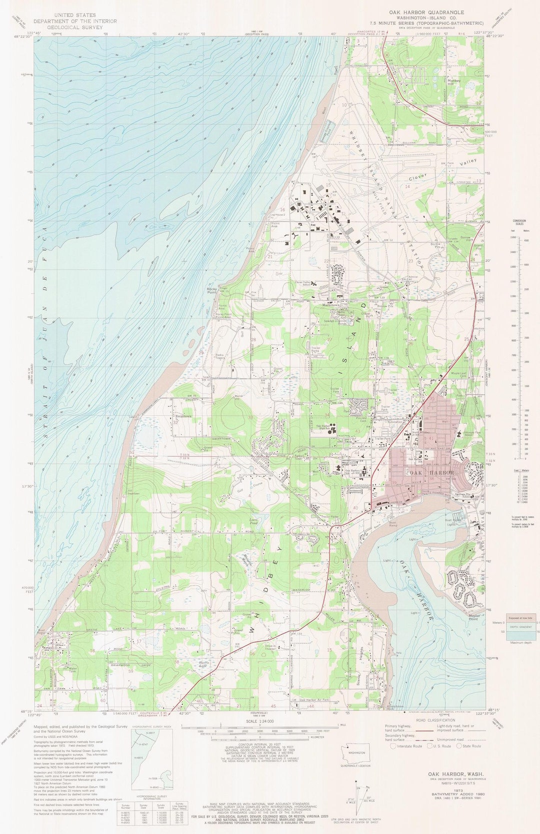 Oak Harbor, Washington Map - 1973 - Nautical Chart Print - Etsy
