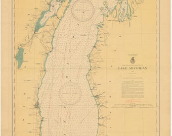 Lake Michigan Map Grand Haven to Lake Macatawa 1947 | Etsy
