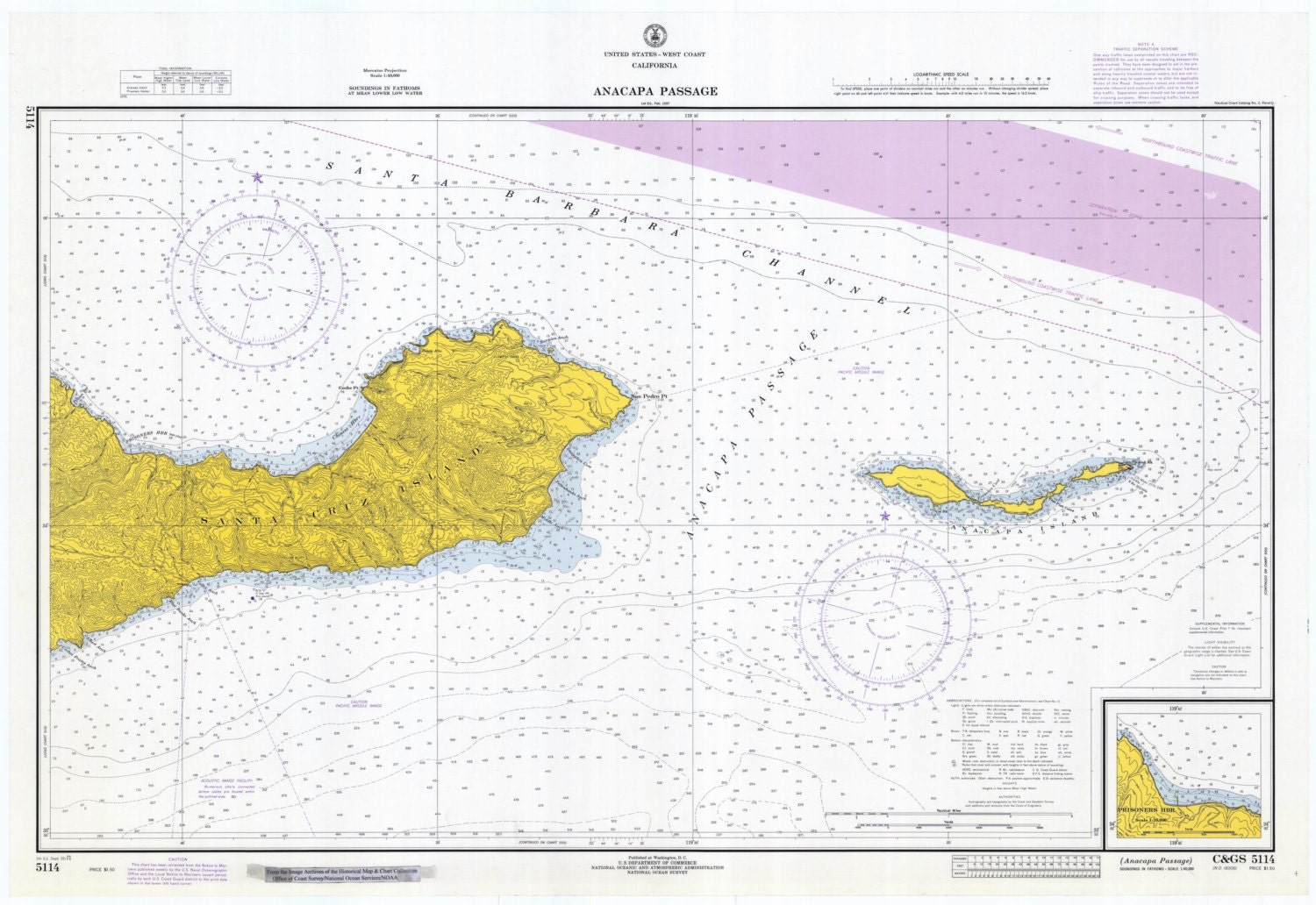 Anacapa Passage Map 1971 Nautical Chart Print | Etsy