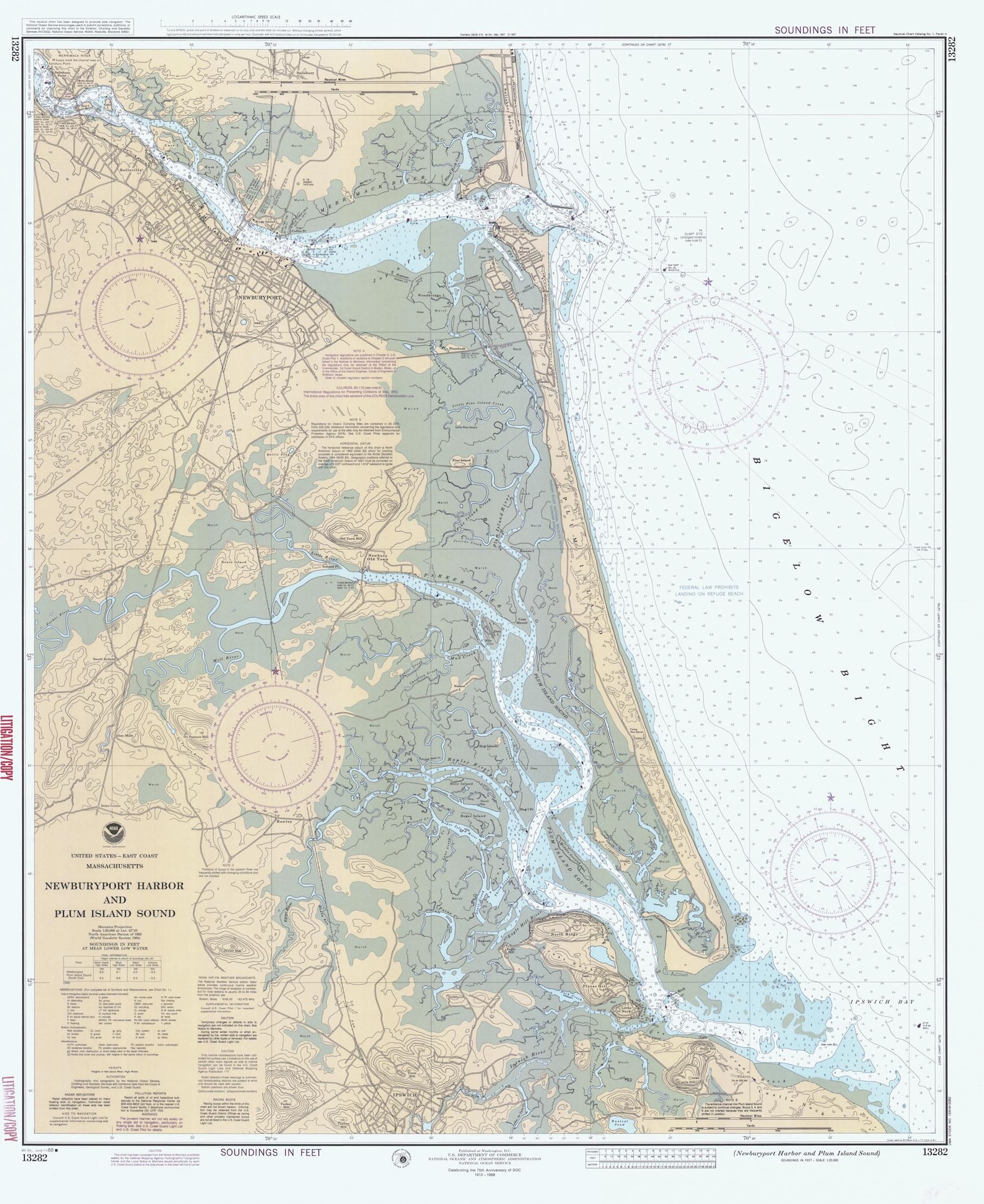 Newburyport Harbor and Plum Island Map - 1988 - Nautical Chart Print - Etsy