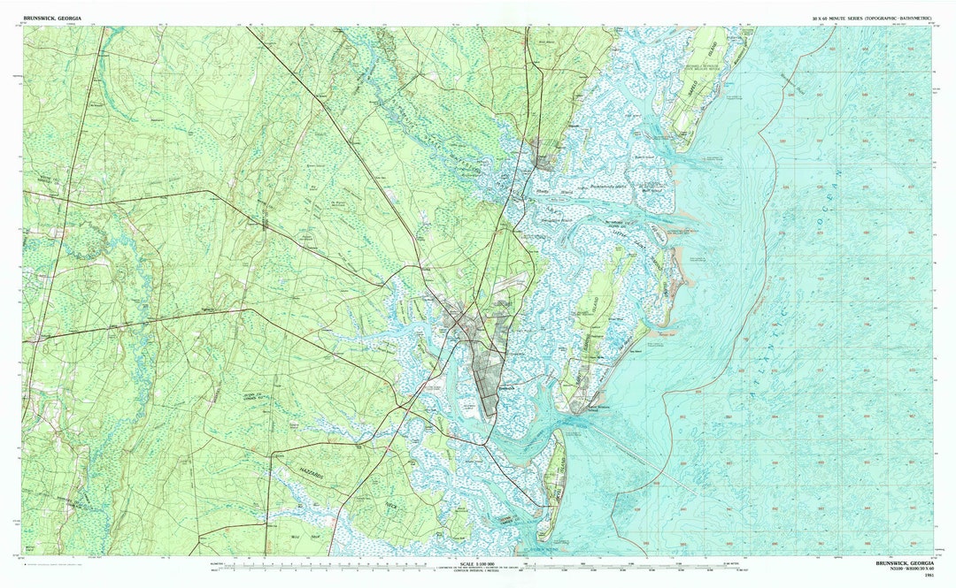 Brunswick (GA) Map 1981 - Nautical Chart Print - Etsy