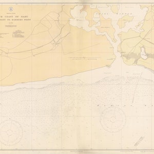 South Coast of Oahu Map - Ahua Point to Barbers Point 1935 - Nautical ...