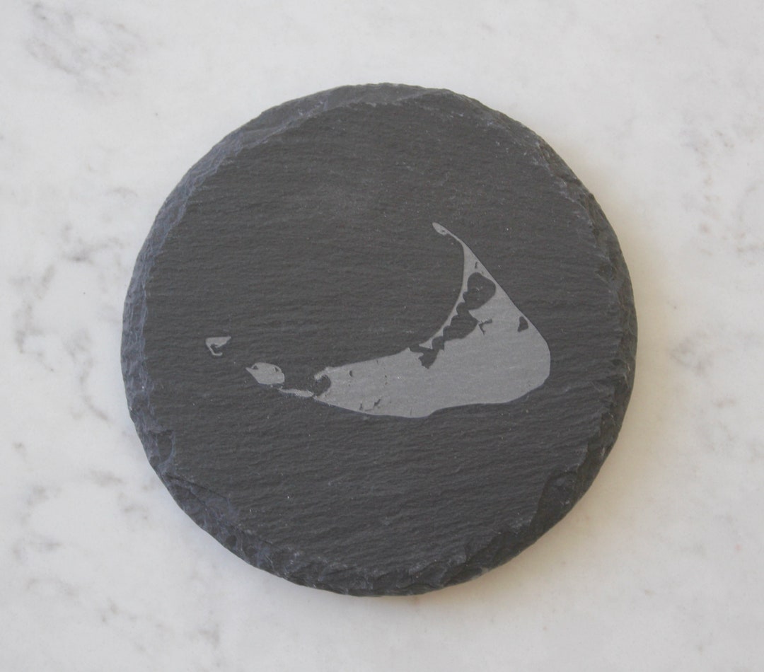 Nantucket Island Coaster Set (slate and Leatherette Coaster Sets) - Etsy