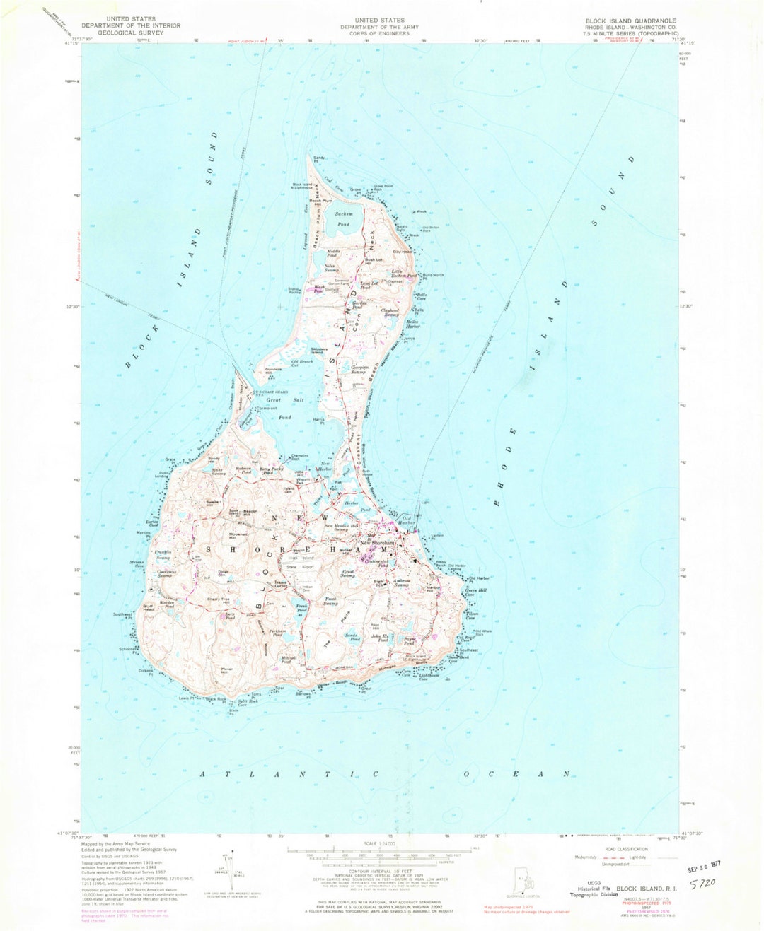 Block Island Map 1975 - Nautical Chart Print - Etsy