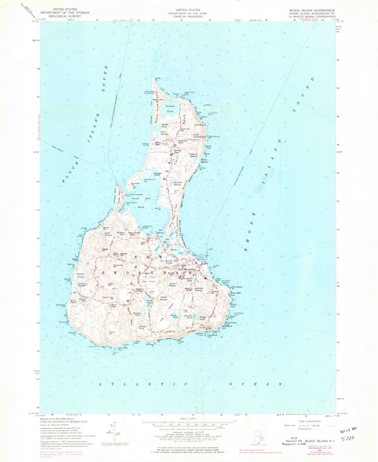Block Island Map 1975 Nautical Chart Print - Etsy