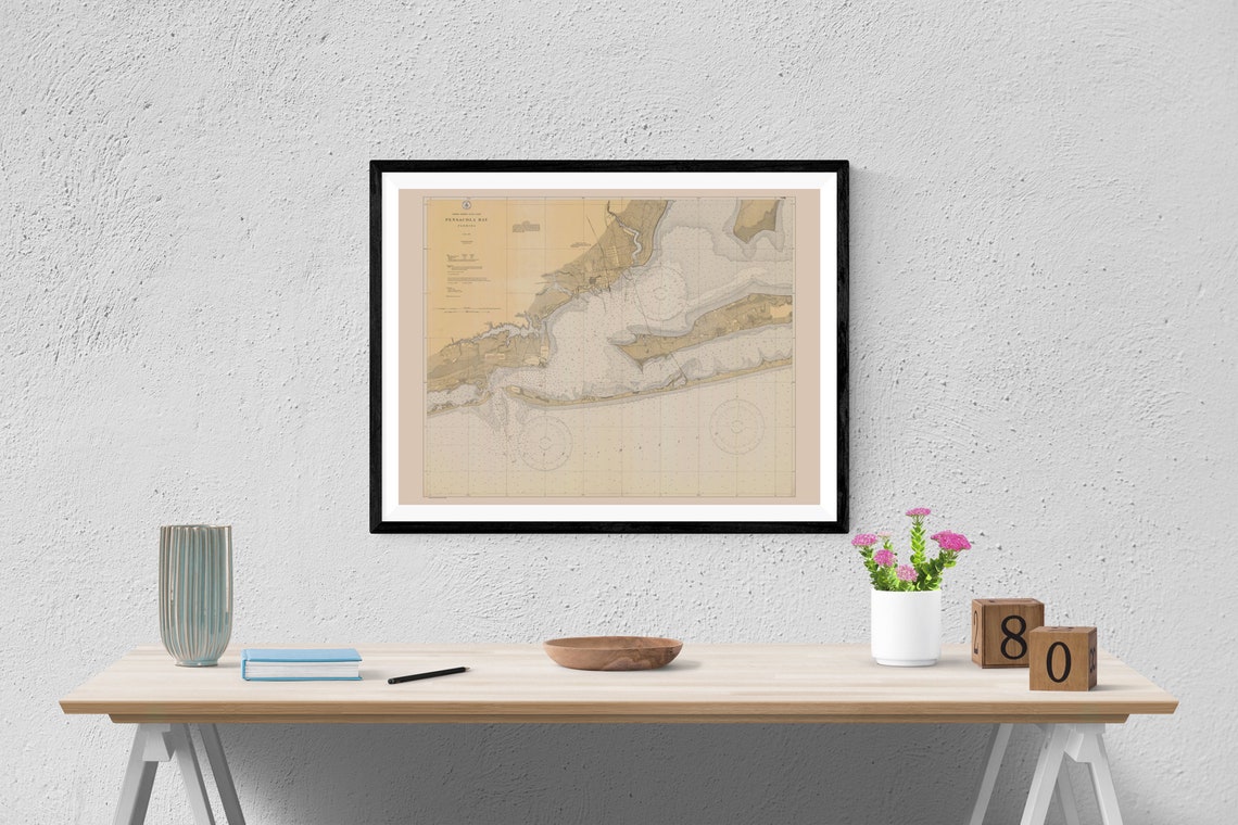 Pensacola Bay Map 1933 Nautical Chart Print | Etsy