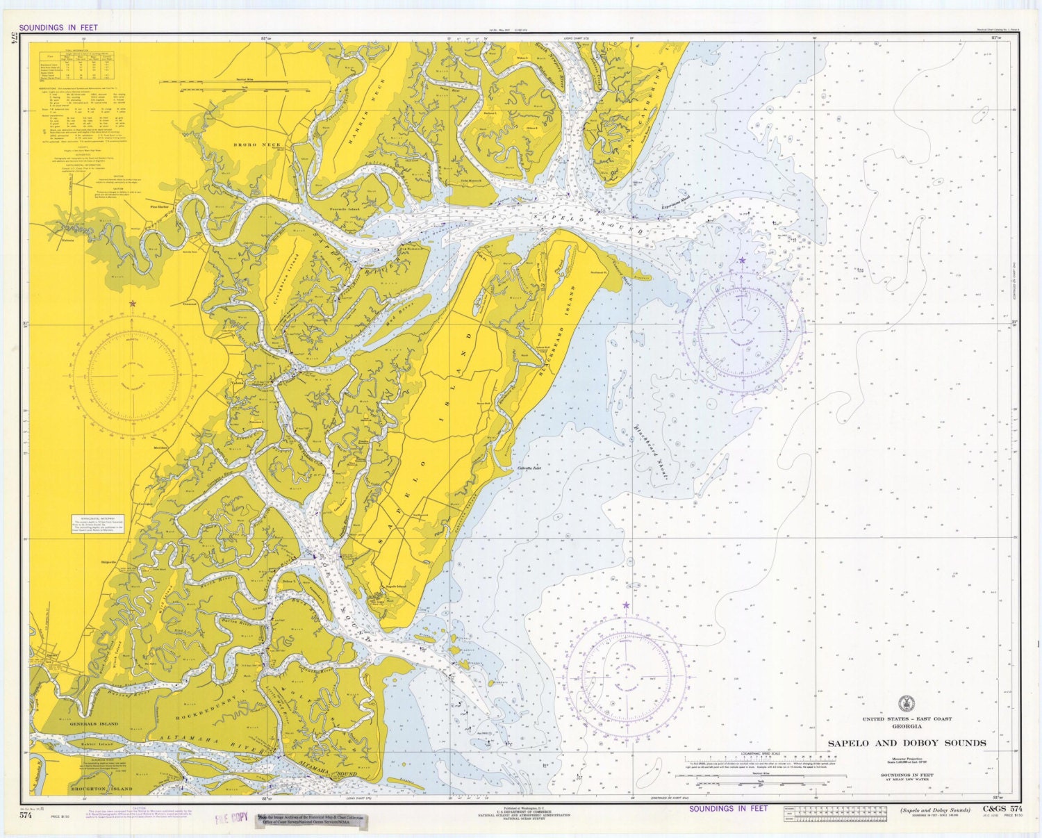 Sapelo Sound and Doboy Sound Georgia Map 1971 - Nautical Chart Print - Etsy