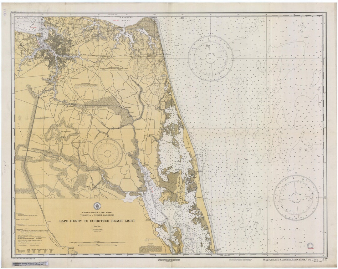 Cape Henry to Currituck Beach Light Historical Map 1934 - Nautical ...