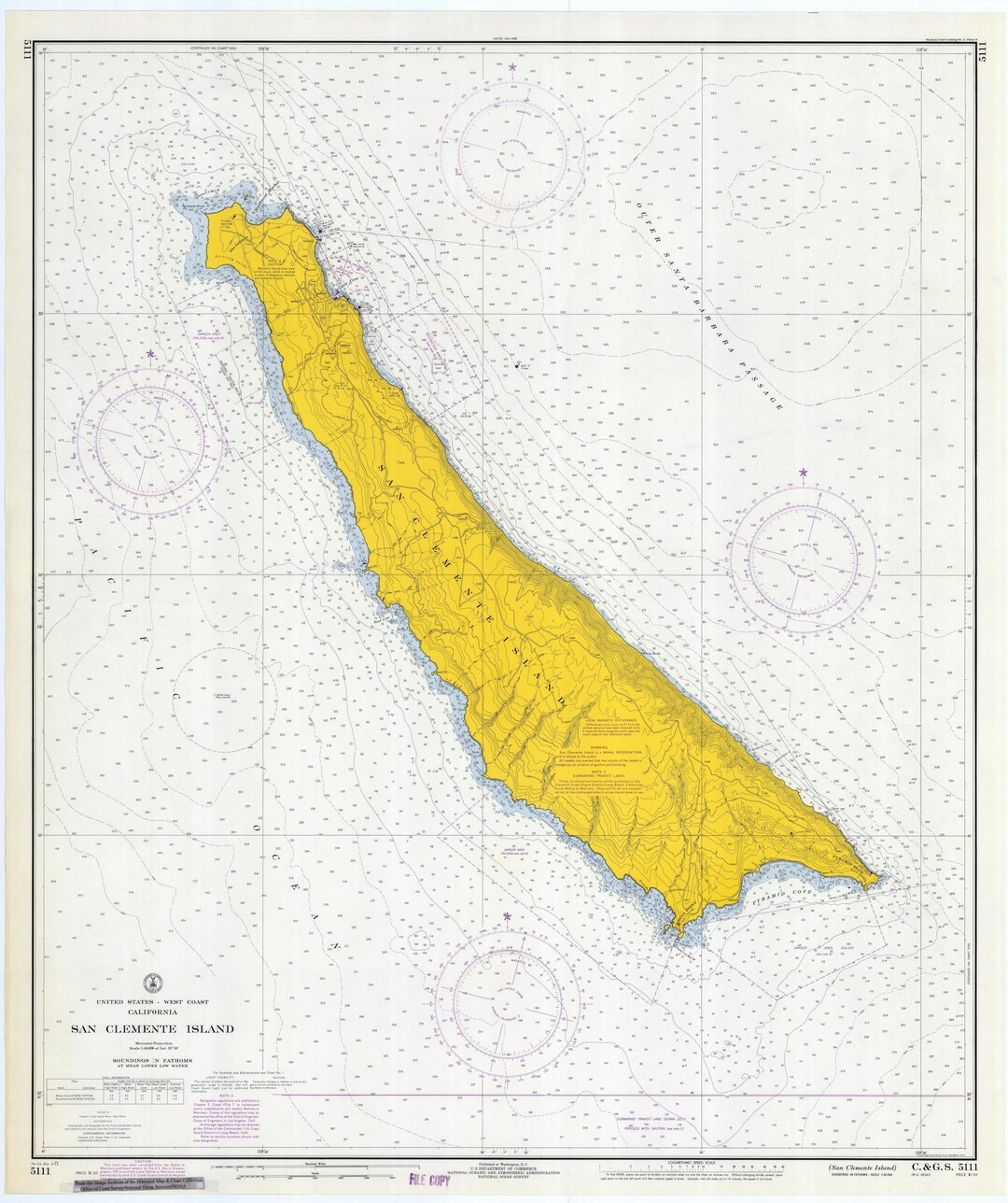 San Clemente Island Map 1971 - Nautical Chart Print - Etsy