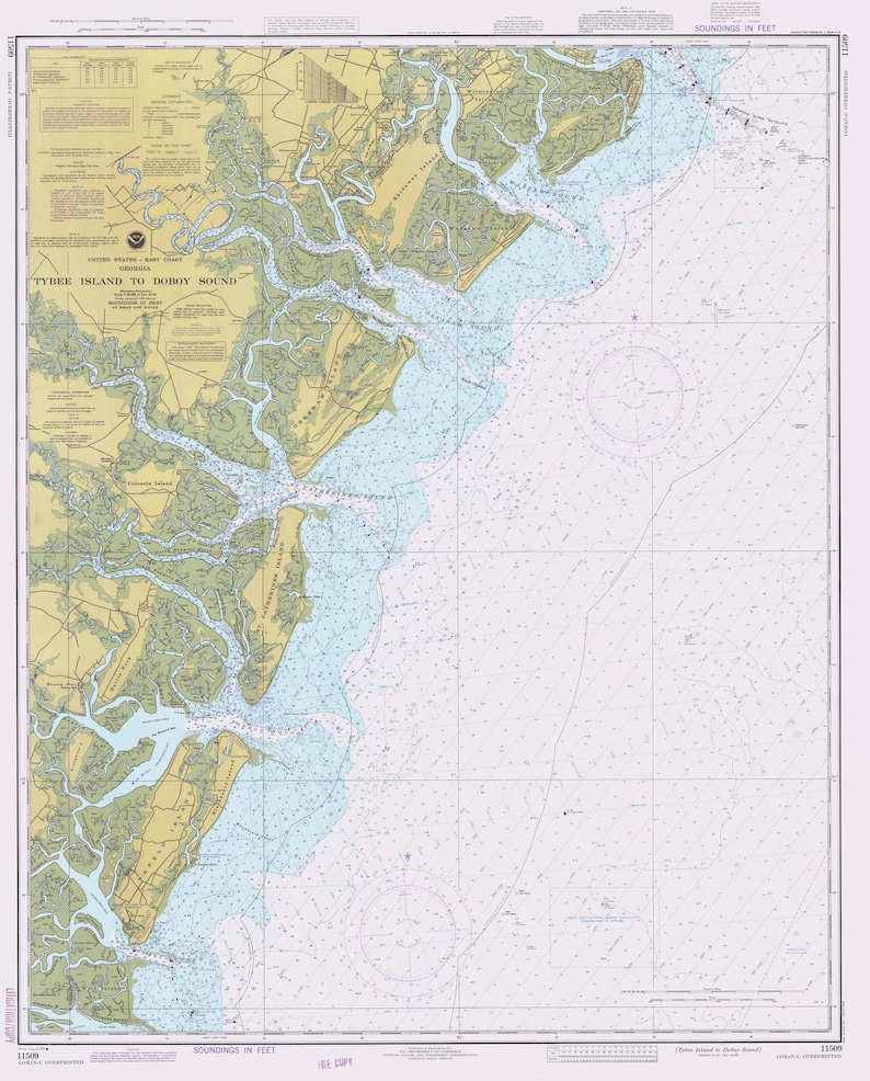 Tybee Island to Doboy Sound Map 1983 - Nautical Chart Print - Etsy