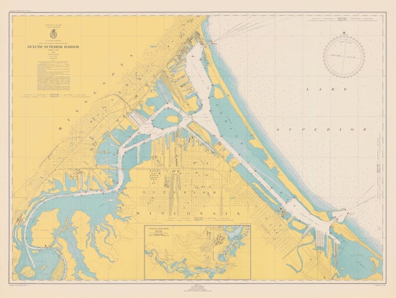 Duluth Superior Harbor Historical Map 1948 | Etsy