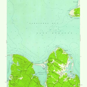 Gardiners Island (west) Map - 1956 - Etsy