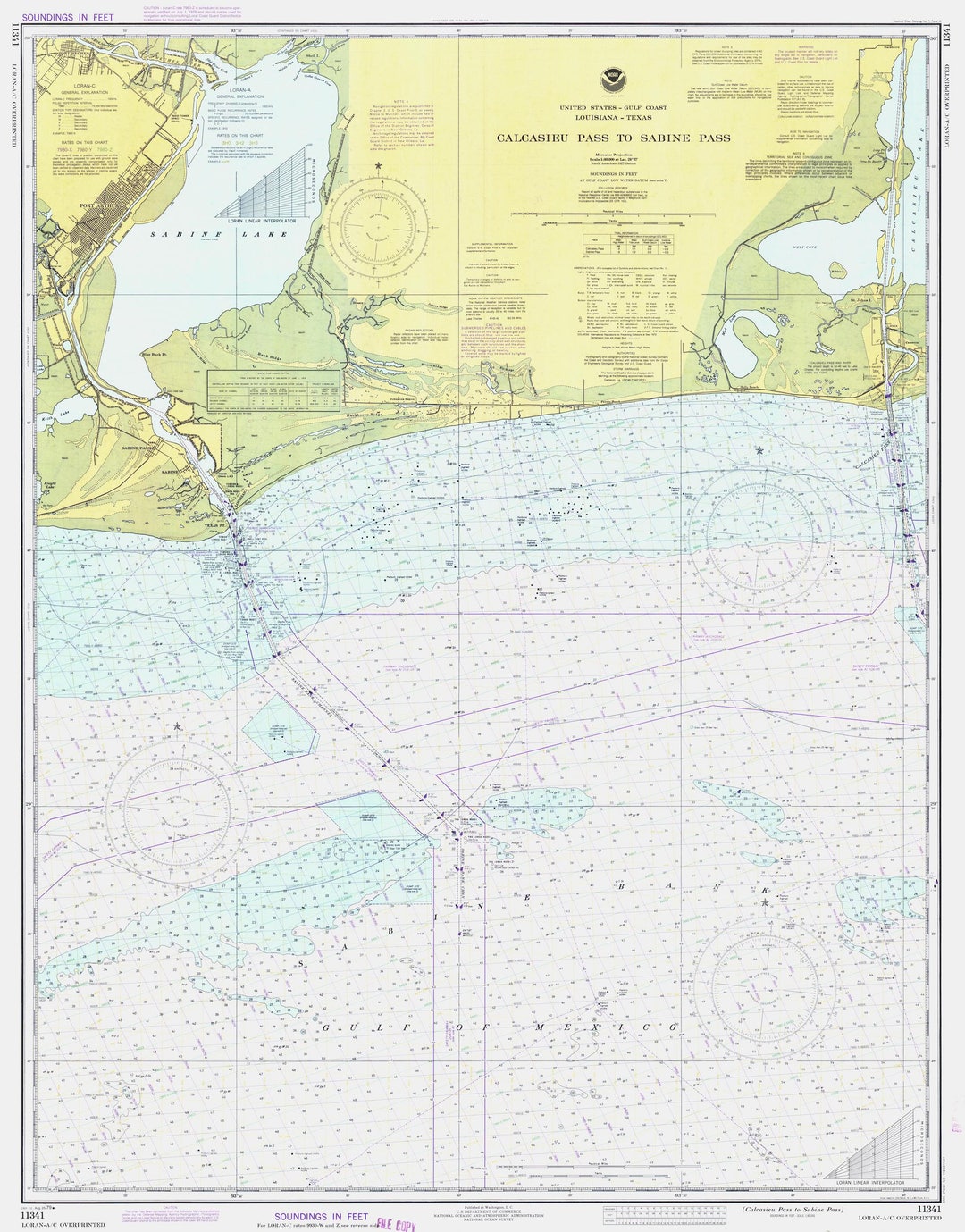 Calcasieu Pass to Sabine Pass Map - 1979 - Nautical Chart Print - Etsy