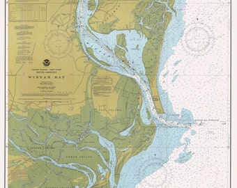 Winyah Bay Map South Carolina Chart 1990 | Etsy