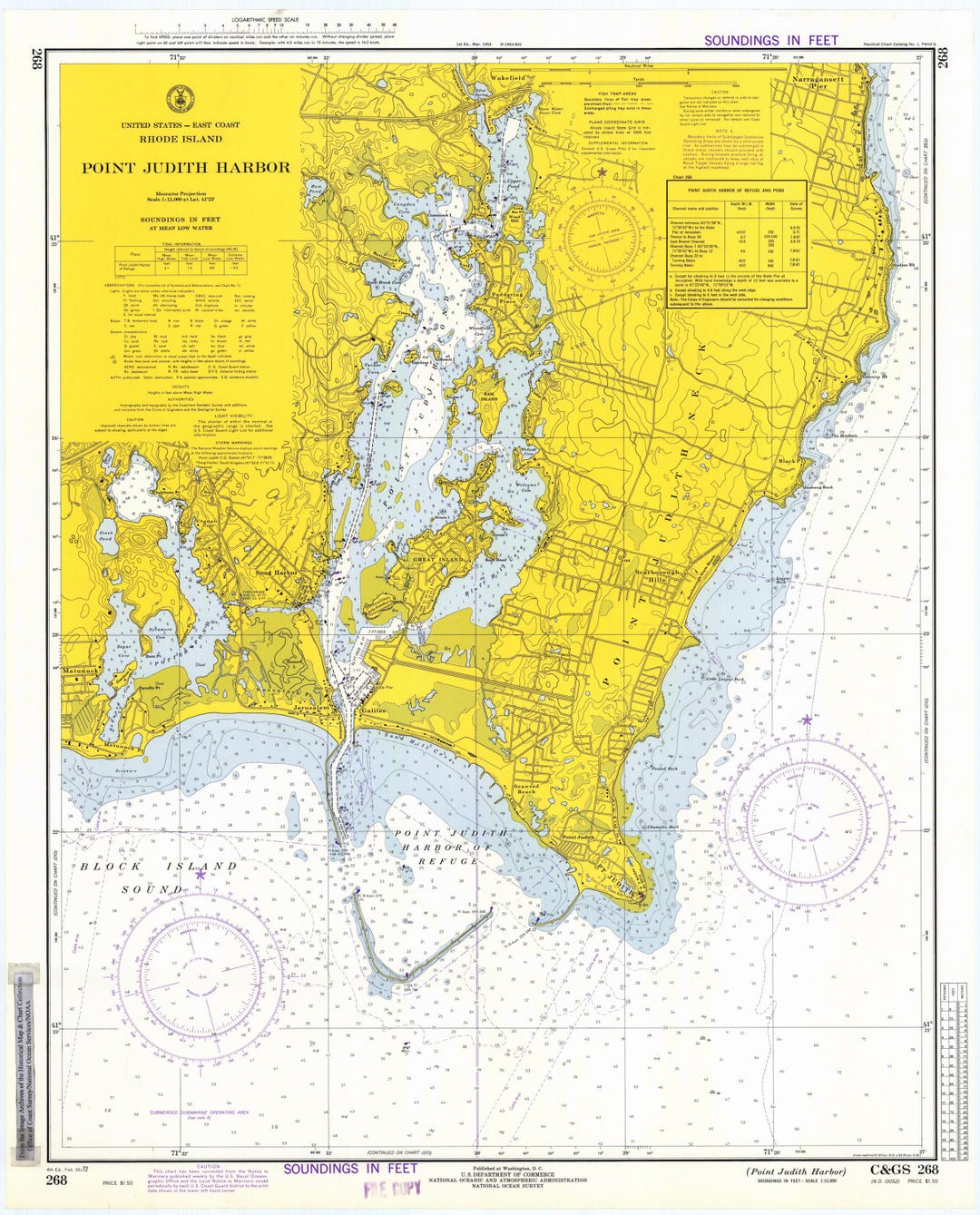 Point Judith Map 1972 - Nautical Chart - Paper | Canvas | Metal - Etsy