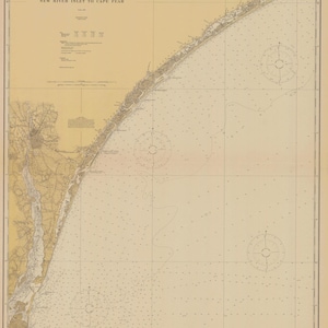 New River Inlet to Cape Fear Map - 1925 - Nautical Chart Print - Etsy