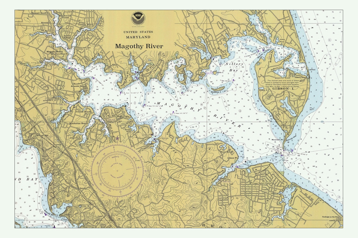 Magothy River Map 1977 Nautical Chart Print | Etsy