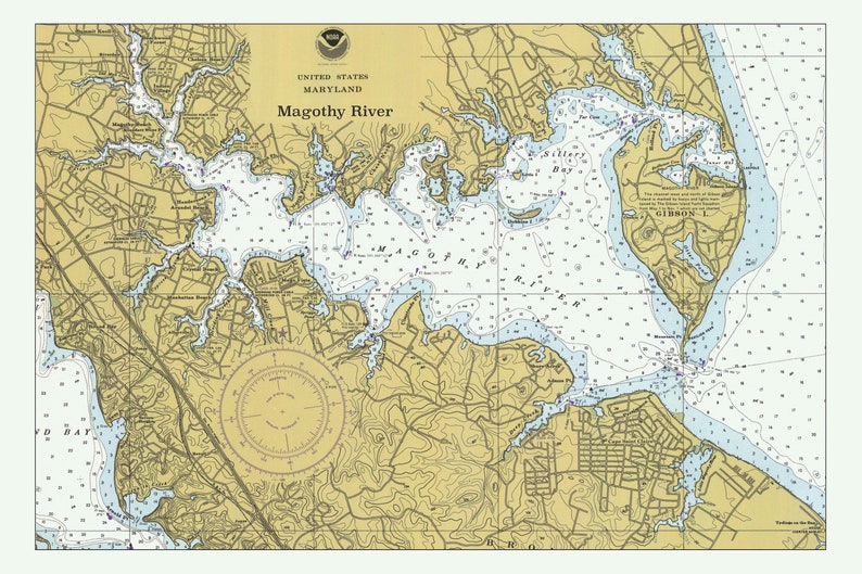 Magothy River Map 1977 Nautical Chart Print | Etsy