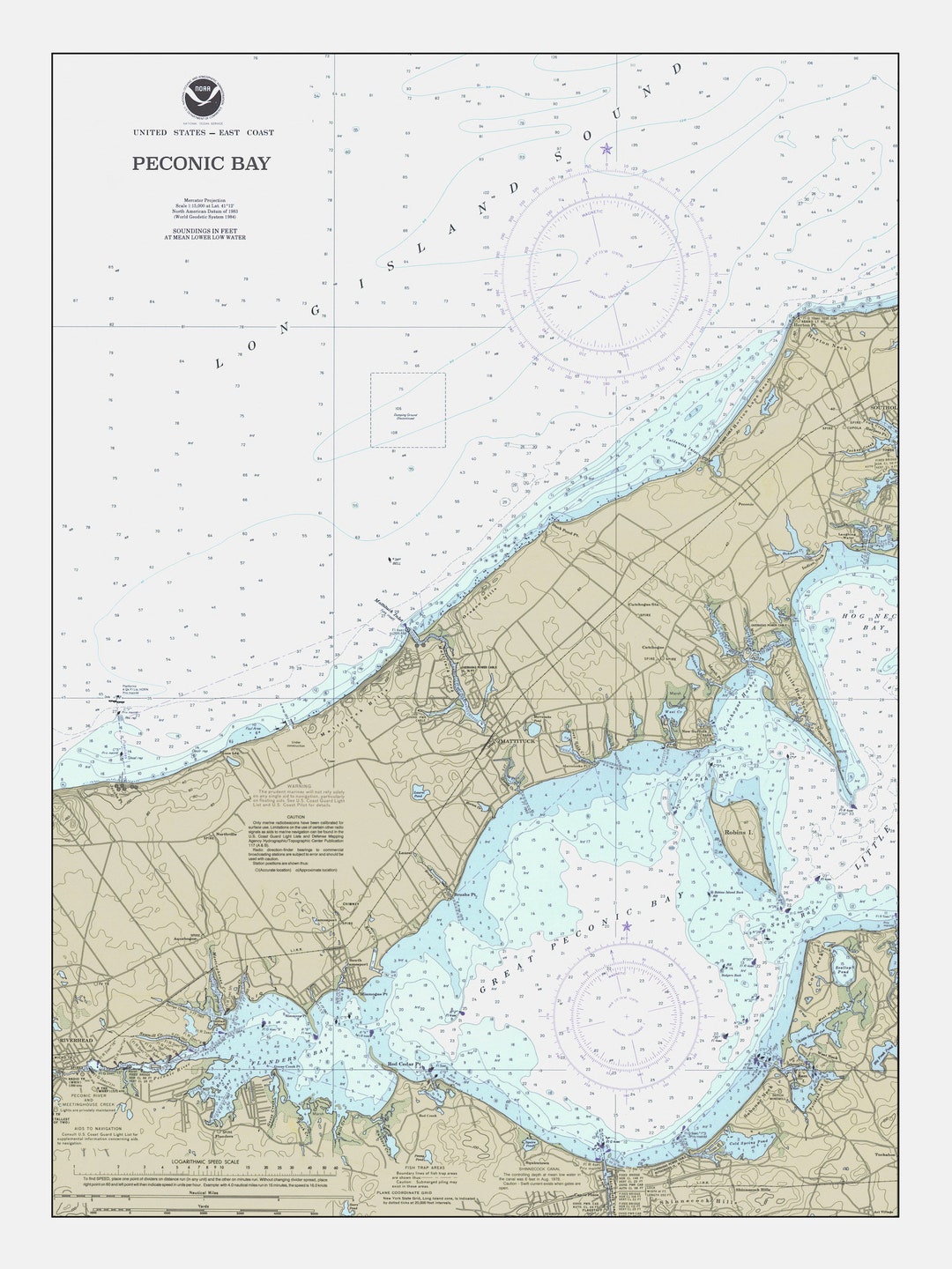 Peconic Bay Map - Long Island 1979 - Nautical Chart Print - Etsy