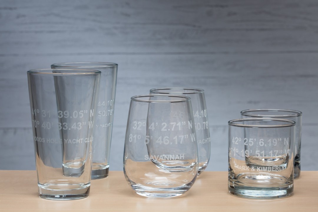 Custom GPS Coordinate Glasses - Personalized Gift - Custom Engraved - Etsy