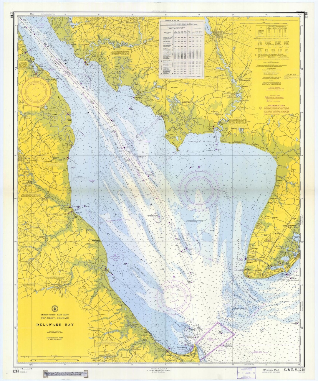 Delaware Bay Map 1959 - Nautical Chart Print - Etsy