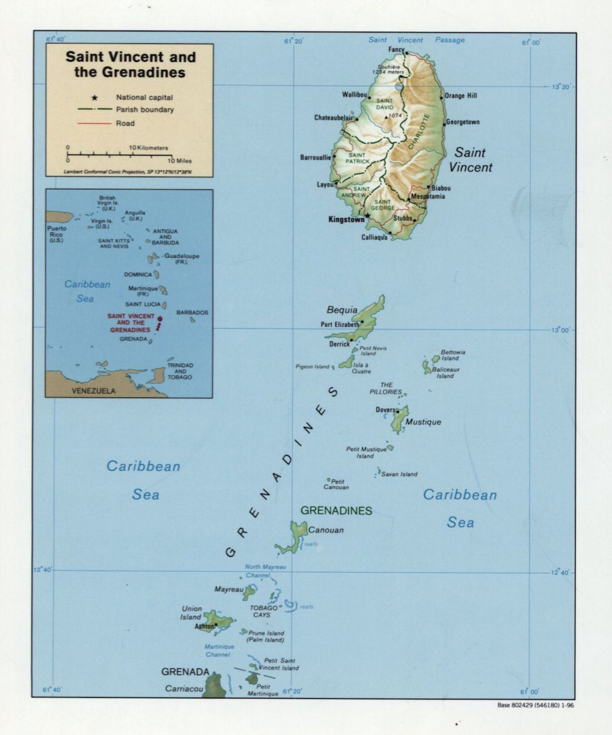 St. Vincent & the Grenadines Map - 1996 - Nautical Chart Print - Etsy