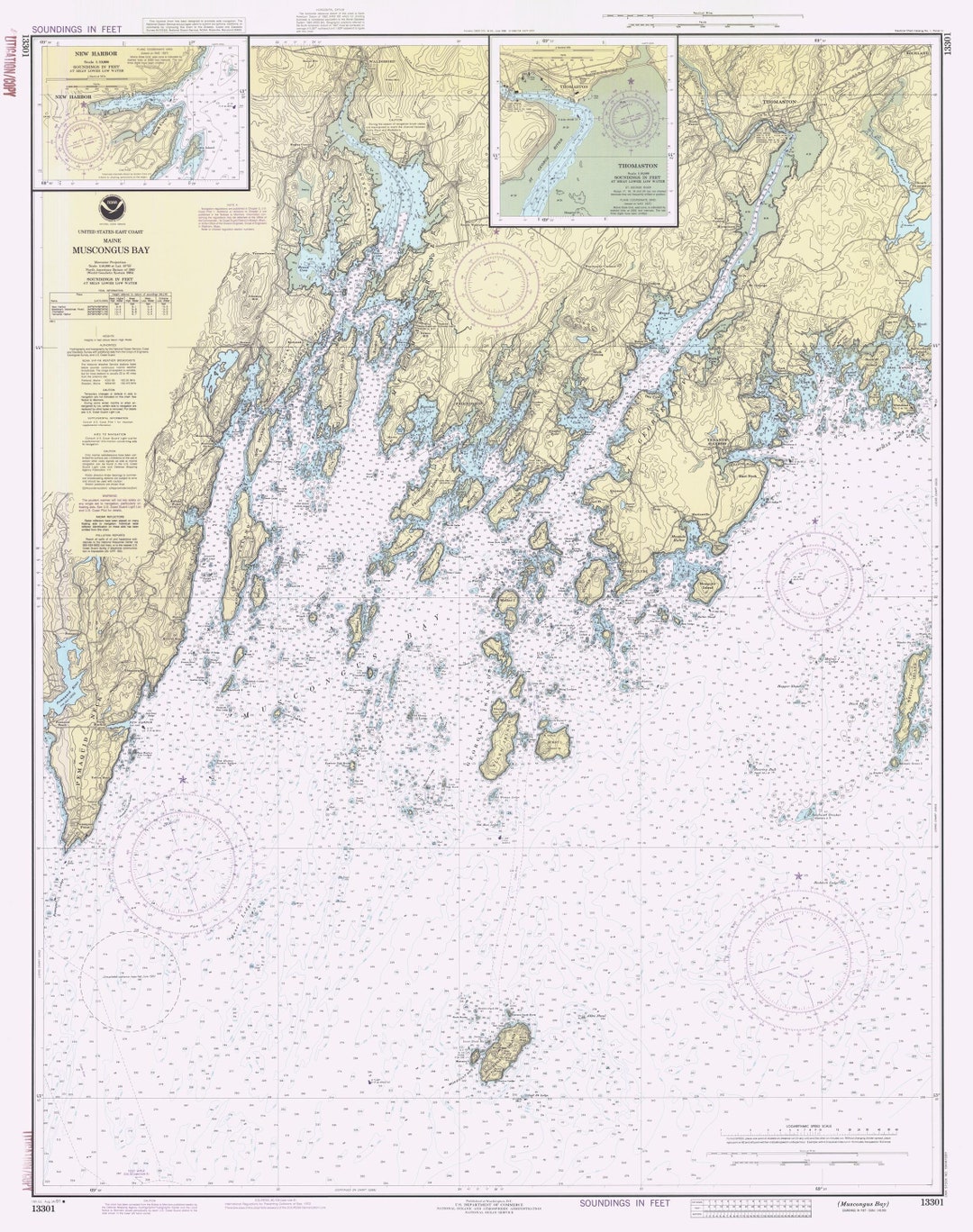 Muscongus Bay Map 1991 - Nautical Chart Print - Etsy