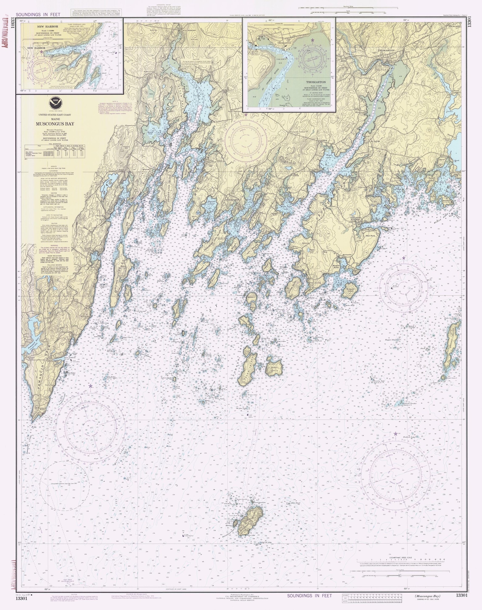 Muscongus Bay Map 1991 Nautical Chart Print | Etsy