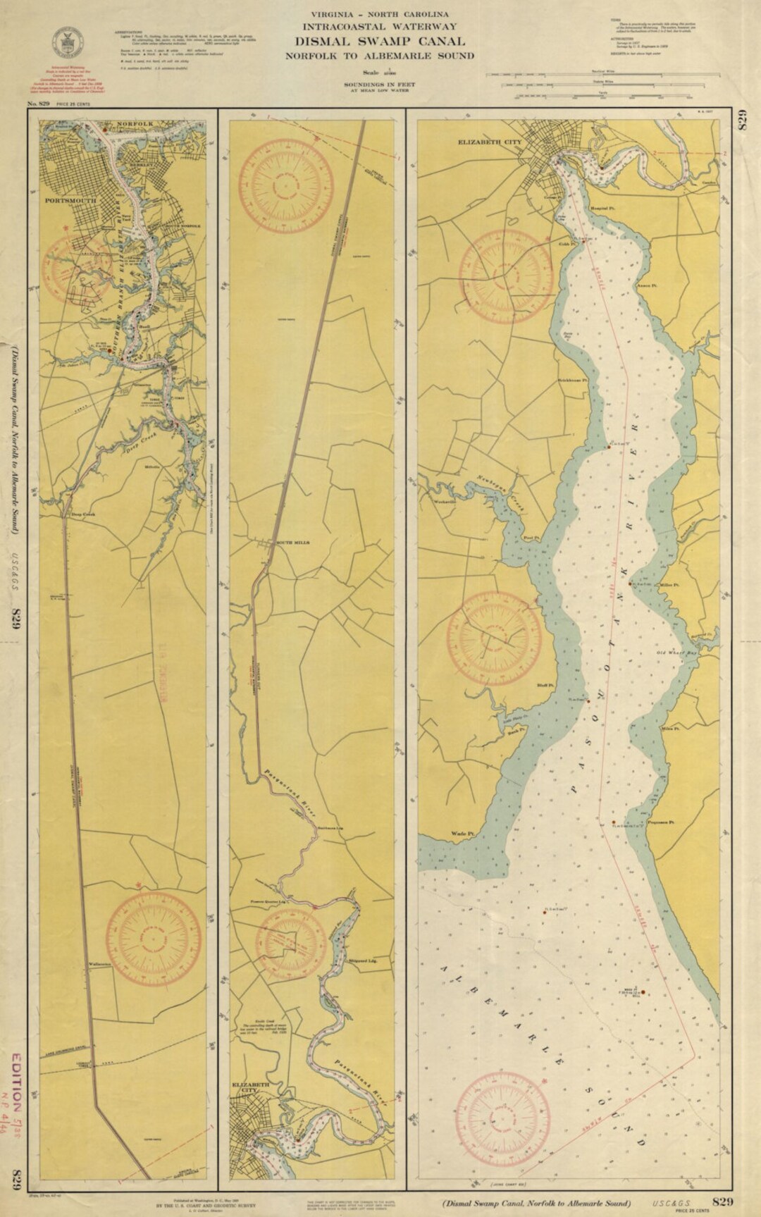 Dismal Swamp Canal Intracoastal Waterway Map - Norfolk to Albemarle ...