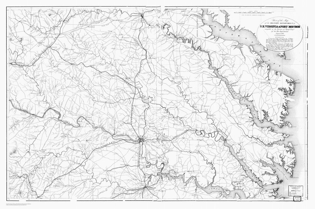 Virginia & Fort Monroe Map 1861 - Nautical Chart Print - Etsy