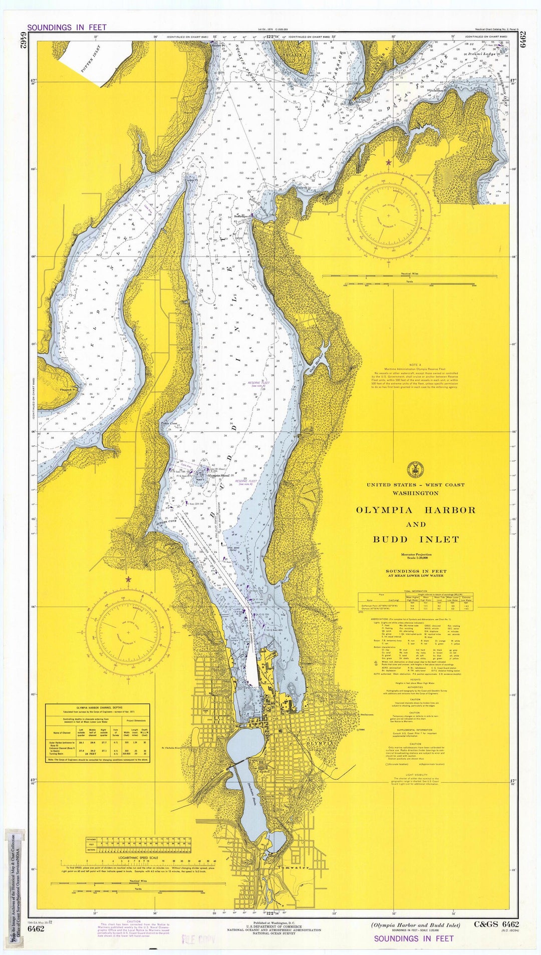 Olympia Harbor and Budd Inlet 1972 - Nautical Chart Print - Etsy