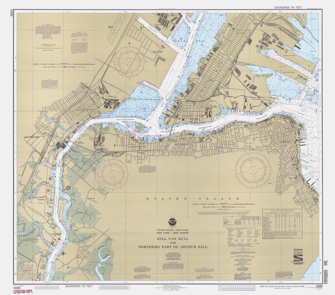 Kill Van Kull Map - Northern Part of Arther Kill - 1992 - Nautical ...