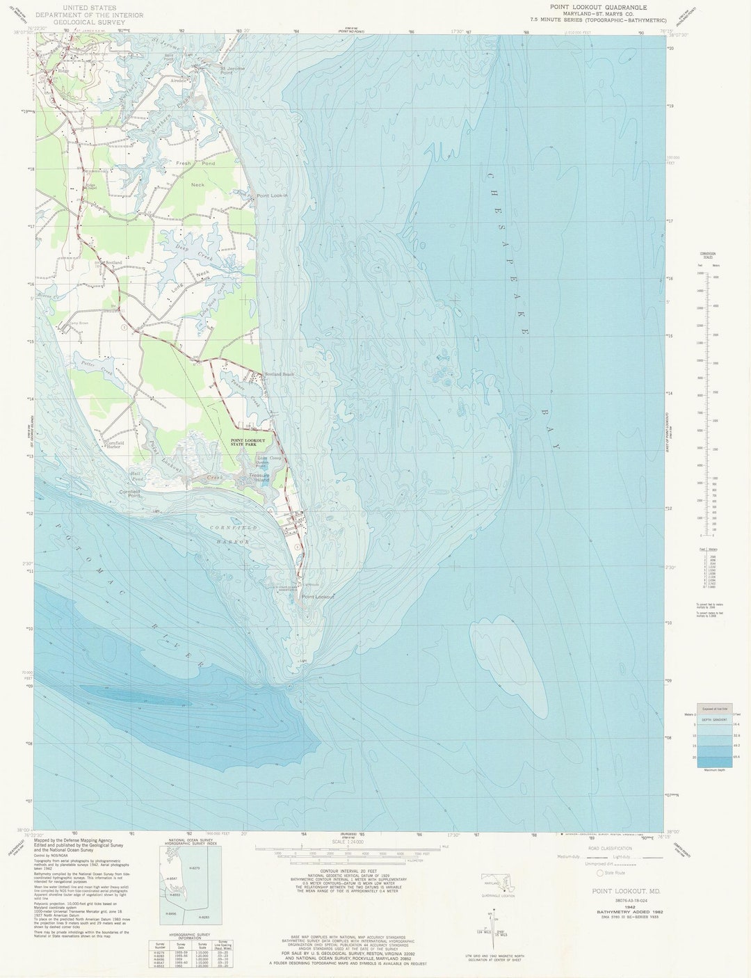 Point Lookout MD Map - 1942 - Nautical Chart Print - Etsy