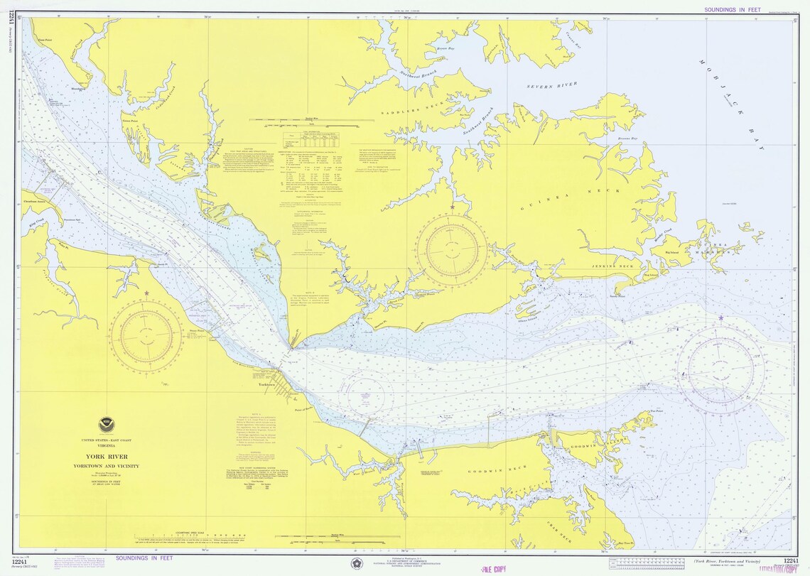 York River Map Below King Creek Chesapeake Bay Chart - Etsy