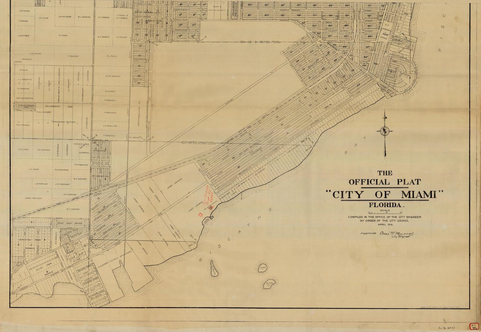 Miami City Map 1918 Nautical Chart Print - Etsy