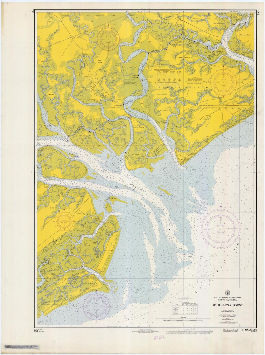 St. Helena Sound Map 1967 - Nautical Chart Print - Etsy