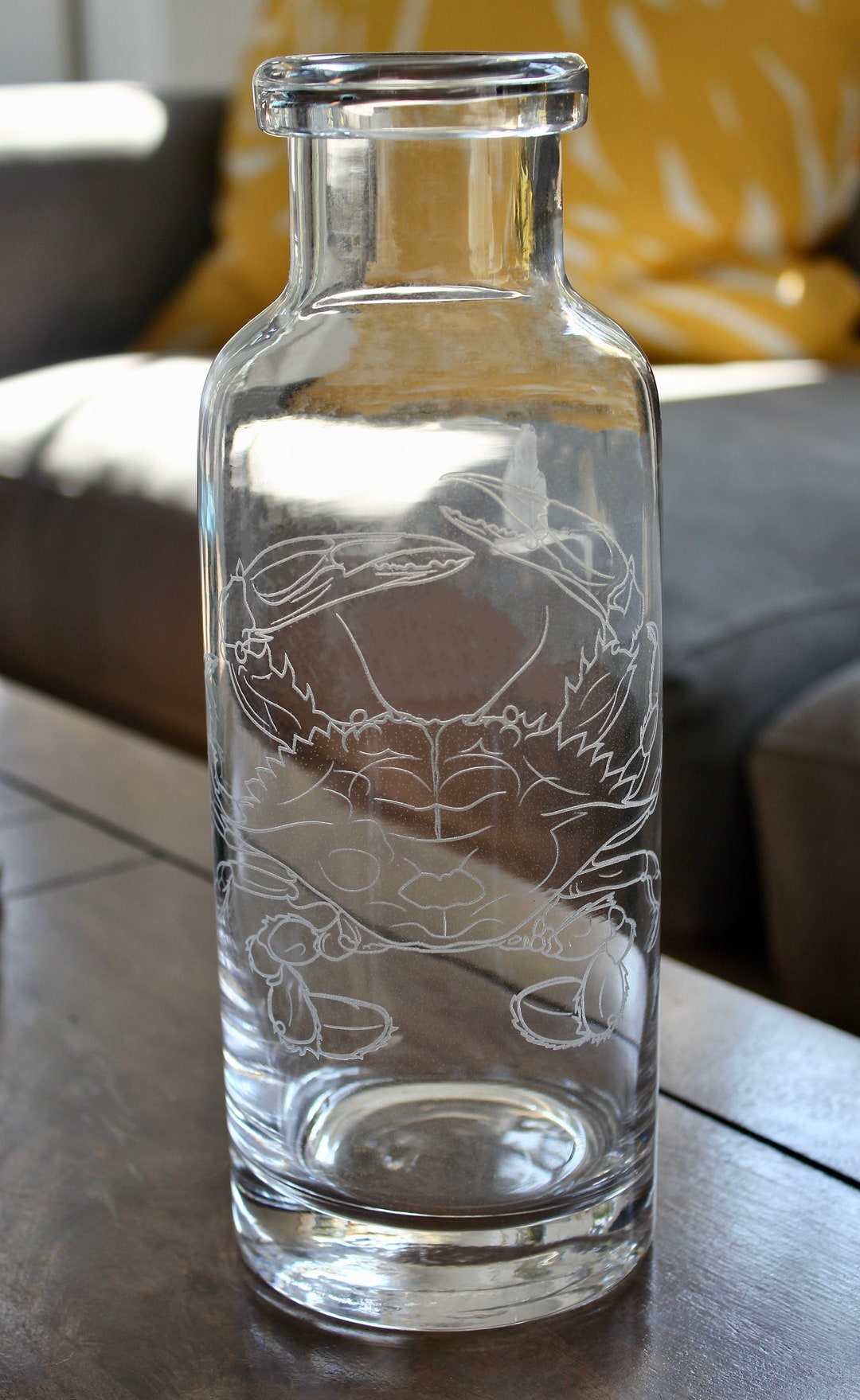 Blue Crab Engraved Glass Carafe - Etsy