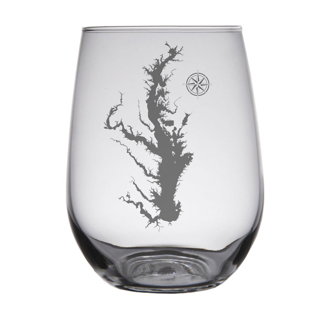 Chesapeake Bay Engraved Map Glasses - Etsy