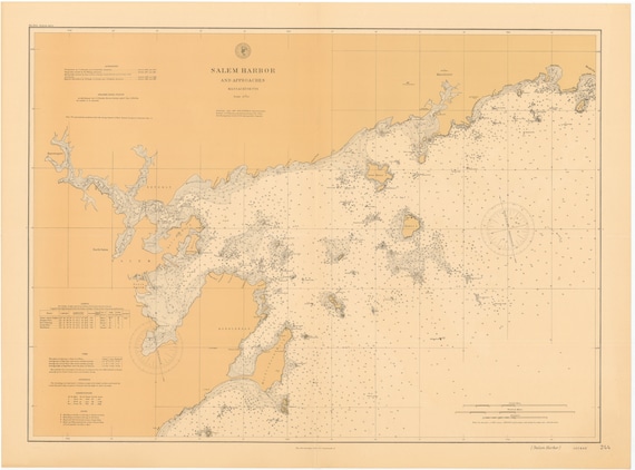 Salem Harbor Map 1897 Nautical Chart Print | Etsy