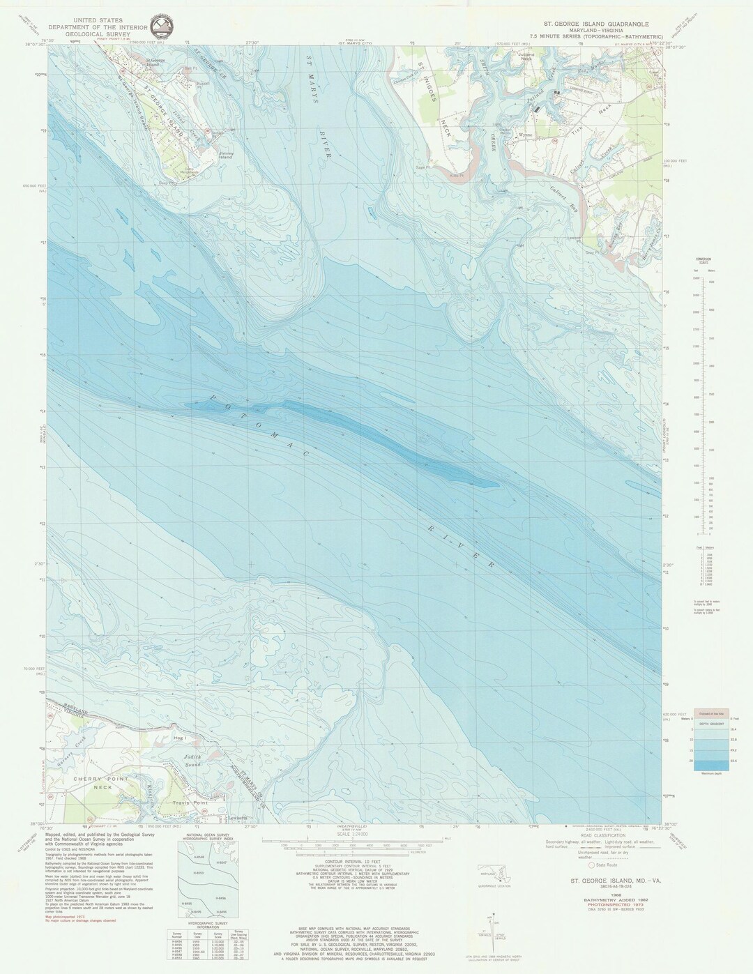 St George Island Maryland - Nautical Chart Print - Etsy