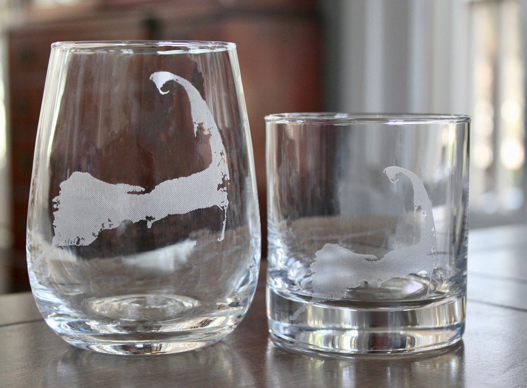 Cape Cod Map Engraved Glasses - Etsy