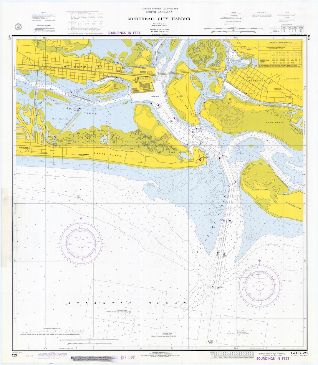 Morehead City Harbor Map 1972 - Nautical Chart Print - Etsy