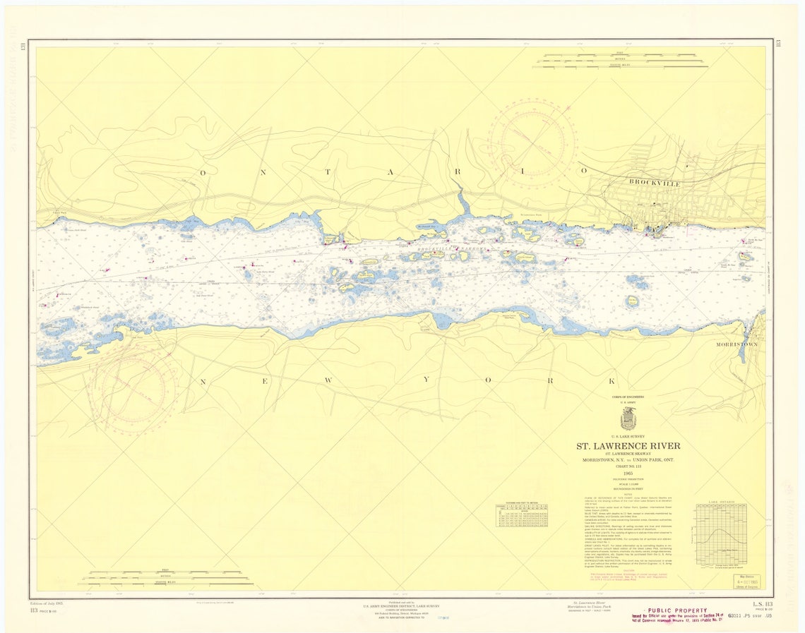 St. Lawrence River Map Chart 113 1965 | Etsy