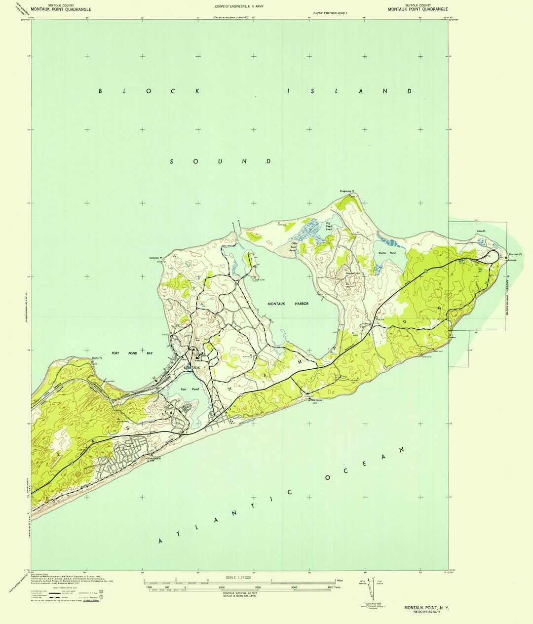 Montauk Map - 1942 - Nautical Chart Print - Etsy