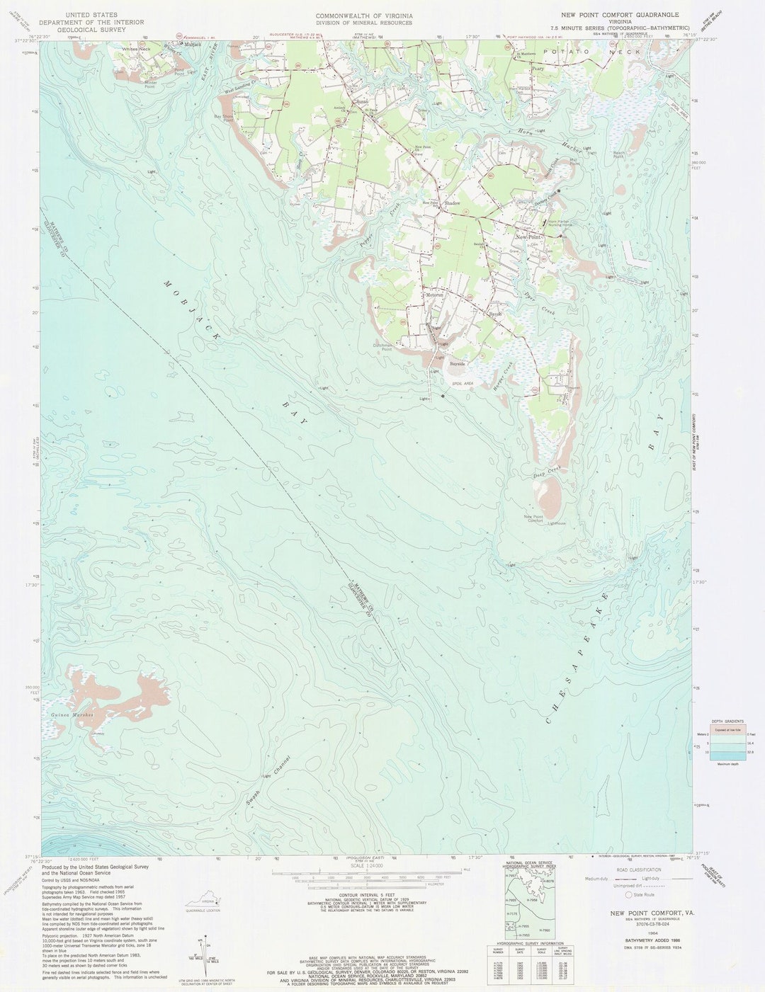 New Point Comfort Virginia Topographic Map 1964 - Nautical Chart Print ...